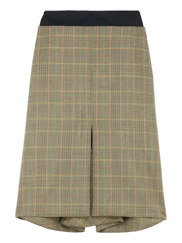 Alexander McQueen Wool Checkered Midi Skirt - White