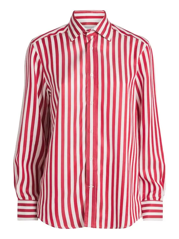WITH NOTHING UNDERNEATH Striped Boyfriend Shirt - Red