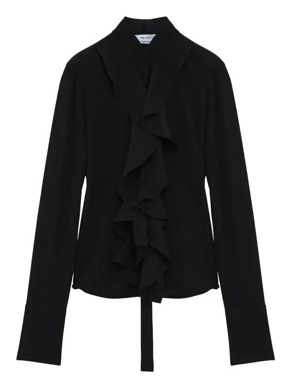 Alexander McQueen Cotton Ruffled Shirt - Black