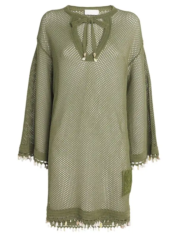 Zimmermann Embellished Mini Tunic Dress - Green