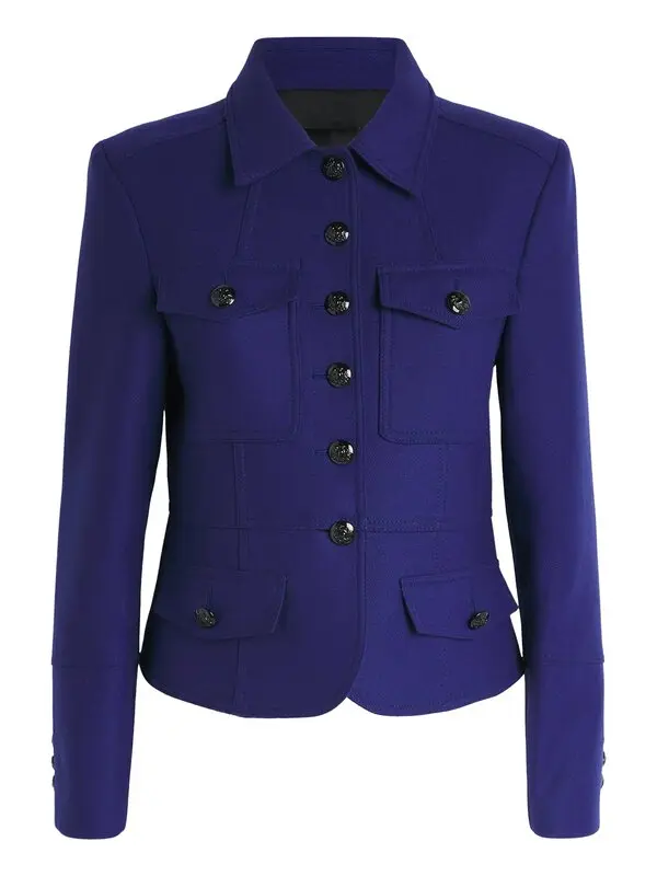 ME+EM Wool-blend Fitted Jacket - Blue