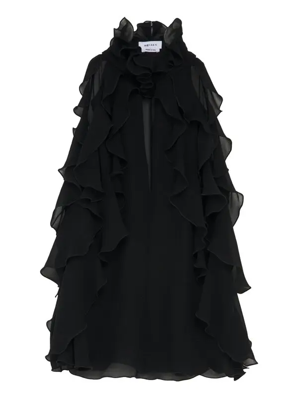 Alexander McQueen Silk Ruffled Top - Black
