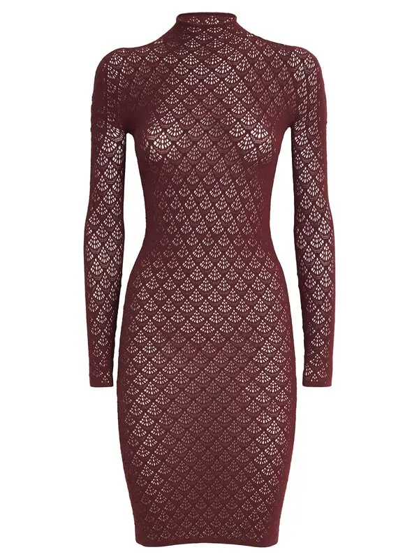 Wolford Mermaid Net Mini Dress - Burgundy