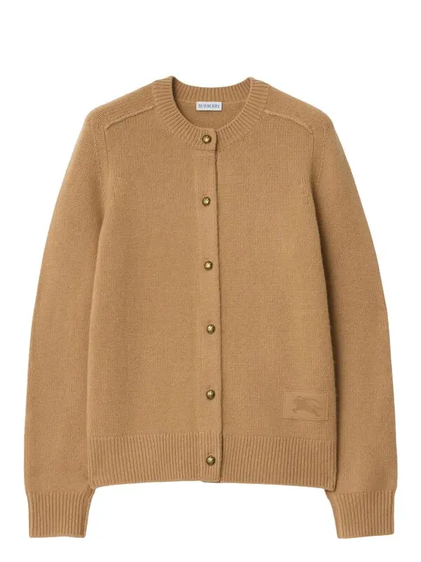 Burberry Cashmere Cardigan With Ekd Patch - Beige
