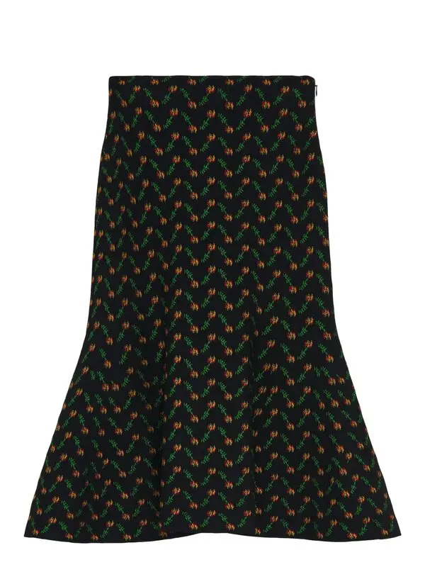 Alexander McQueen Floral Jacquard Knit Midi Skirt - Black