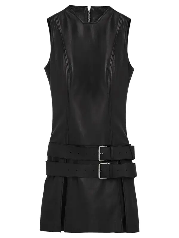Alexander McQueen Leather Double Belt Mini Dress - Black