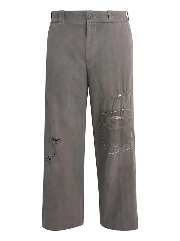 Enfants Riches Déprimés Cotton-linen 'soso's Repaired' Trousers - Grey