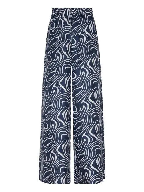Vilebrequin Printed Silk Wide-leg Pants - Blue