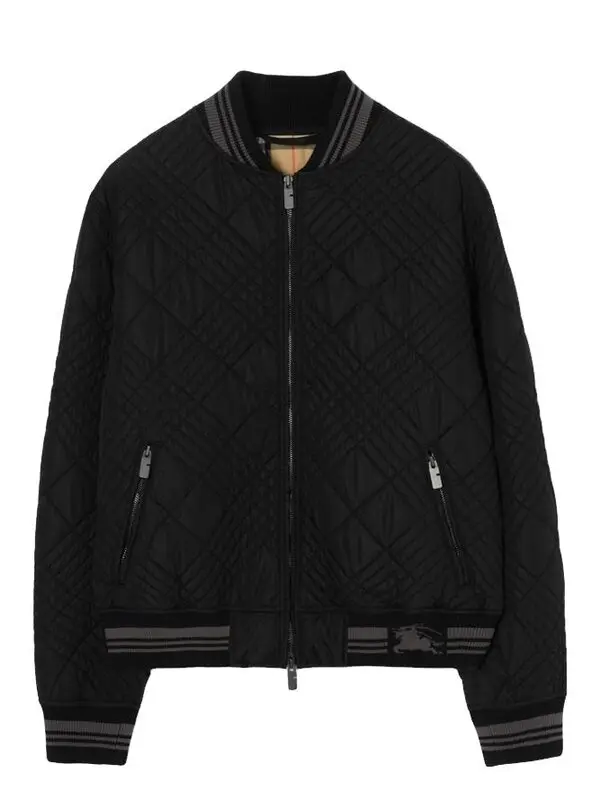 Burberry Micro Check-stitch Rakewood Bomber Jacket - Black