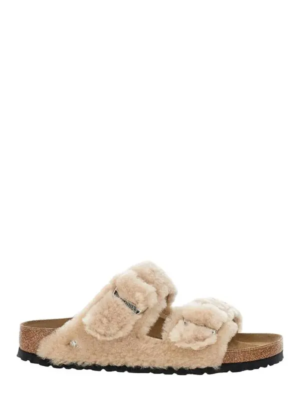 BIRKENSTOCK Arizona Shearling Slides - Beige