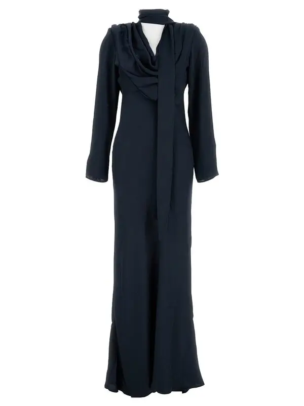 ROTATE BY BIRGER CHRISTENSEN Draped Long Satin Dress - Blu