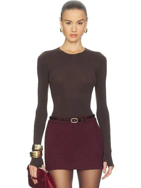 Commando Ballet Crewneck Bodysuit - Brown