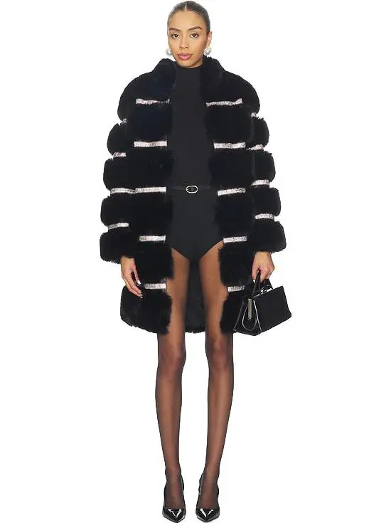 Adrienne Landau Diamond Luxe Coat - Black