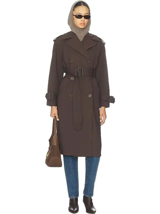 Susana Monaco Double Knit Trench Coat - Chocolate