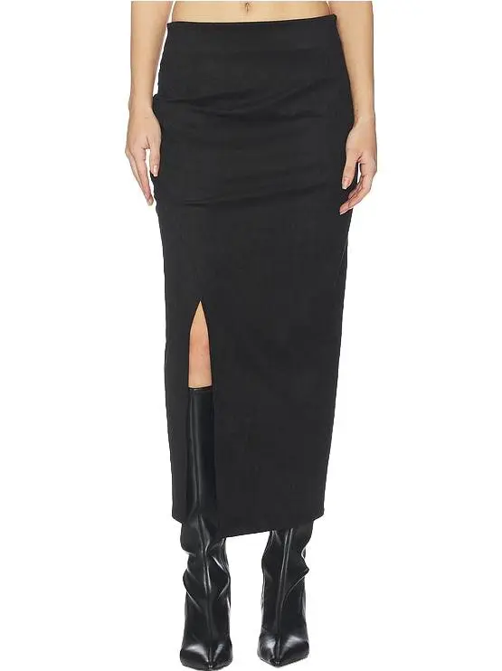 Heartloom Sampaio Faux Suede Wrap Skirt With Ruching - Black