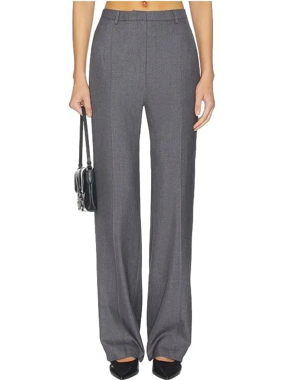 AEXAE Twill Pleated Straight Leg Trouser - Charcoal