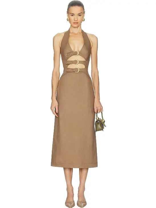 Cult Gaia Estelle Dress With Gold-tone Brass Hardware - Brown