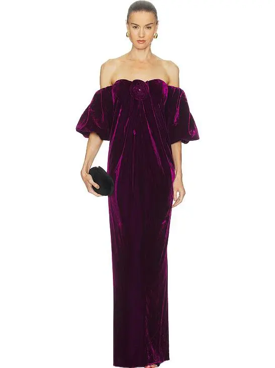 Caroline Constas Rylin Velvet Dress - Wine