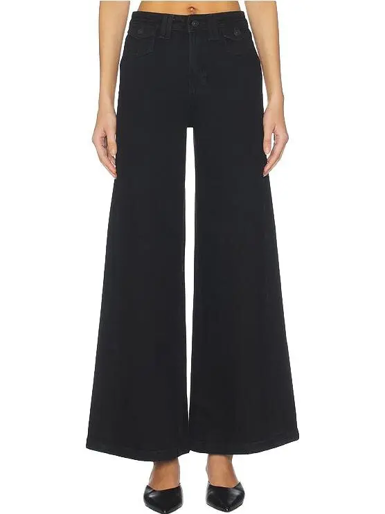Free People X We The Free Kellee High Rise Palazzo Jeans - Black