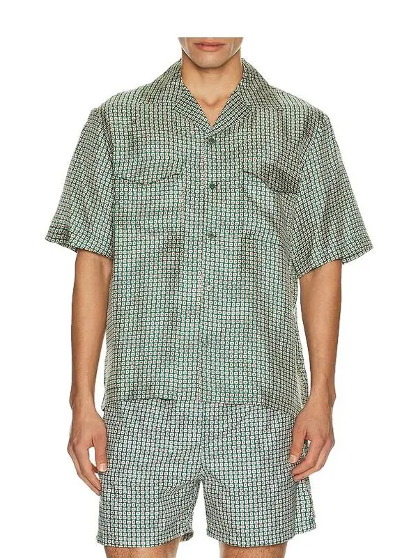 Simkhai Clarke Printed Silk Shirt In . Also - Green