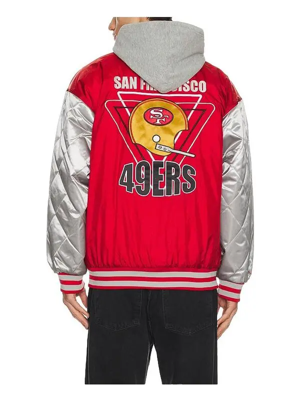 Mitchell & Ness Nfl 49ers Diamond Fusion Vintage Logo Button Front Jacket - Red