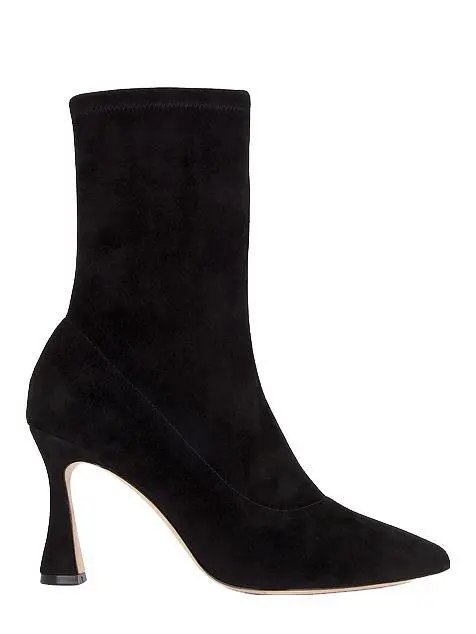 L'Agence Severine Stretch Suede Ankle Boot - Black