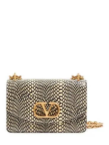 Valentino Garavani Vain Shoulder Bag With Cobra Print - Ivory/black