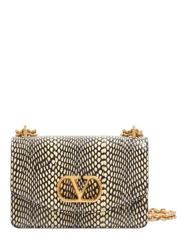 Valentino Garavani Vain Shoulder Bag With Cobra Print - Ivory/black