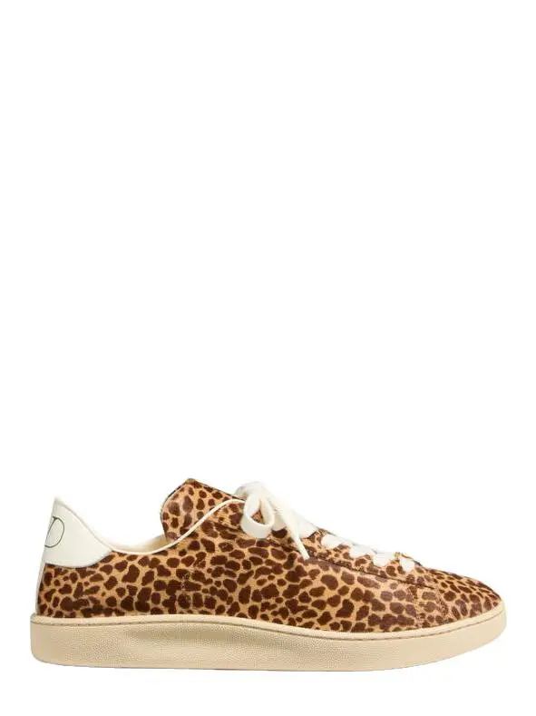 Valentino Garavani Royco Printed Hair Calf Trainer - Brown