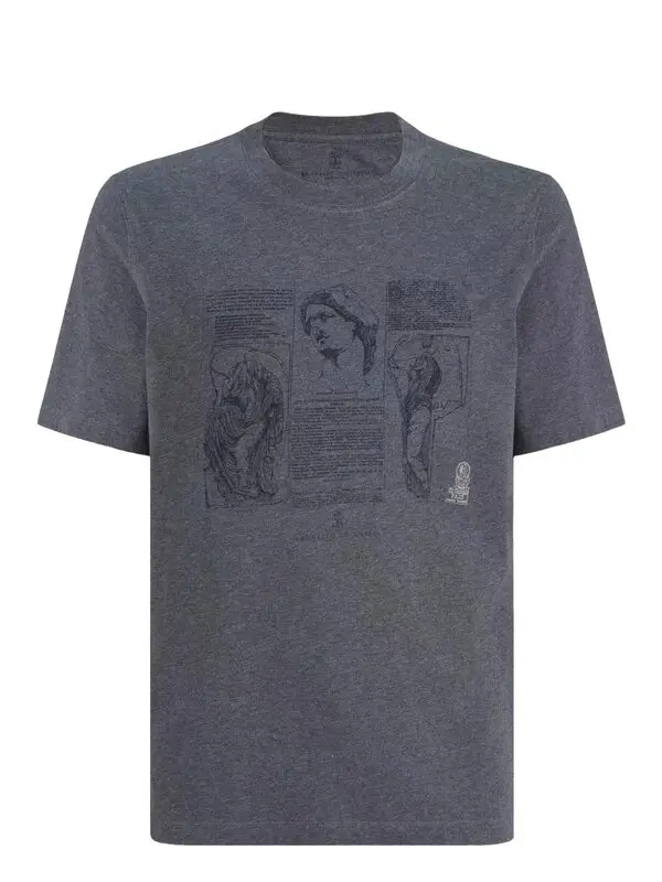 Brunello Cucinelli Graphic-print Crew-neck T-shirt - Grey