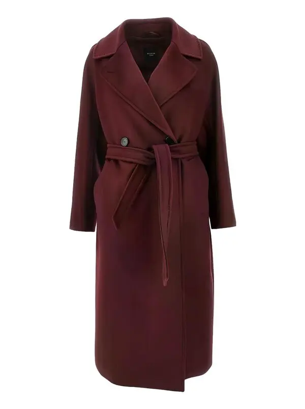 Max Mara Belted Virgin Wool Coat - Red