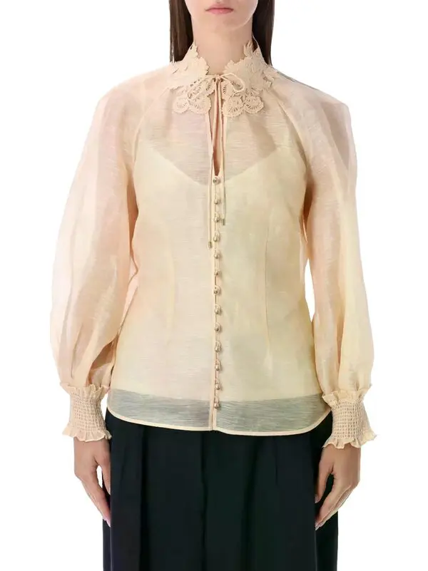 Zimmermann Rebellion Lace-collar Shirt - Neutrals