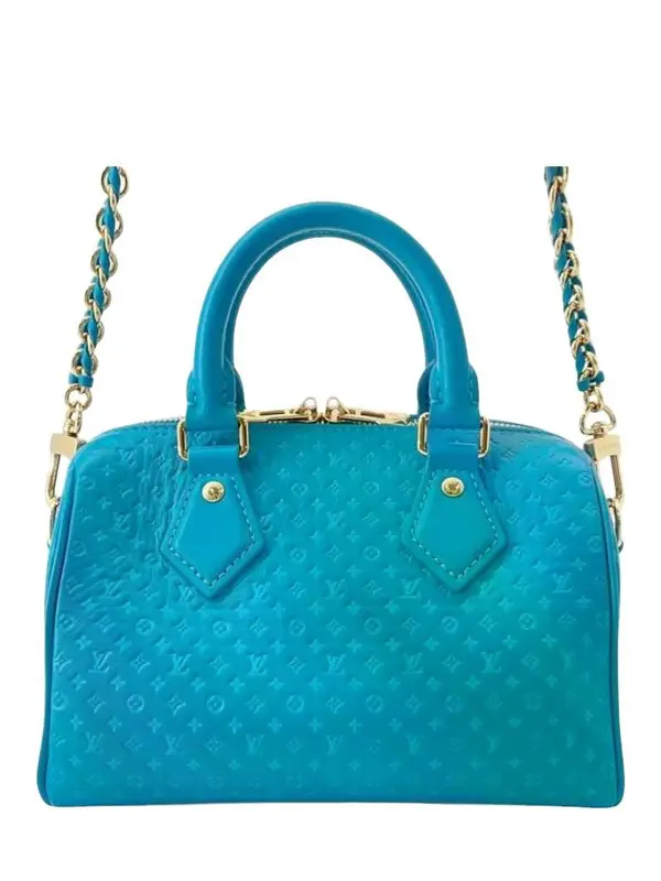 LOUIS VUITTON Nanogram Speedy Bandouliere 20 Satchel Embossed Calfskin - Blue