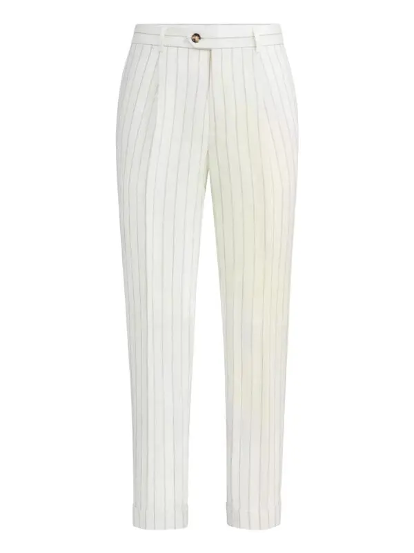 Brunello Cucinelli Striped Pleated Trousers - White