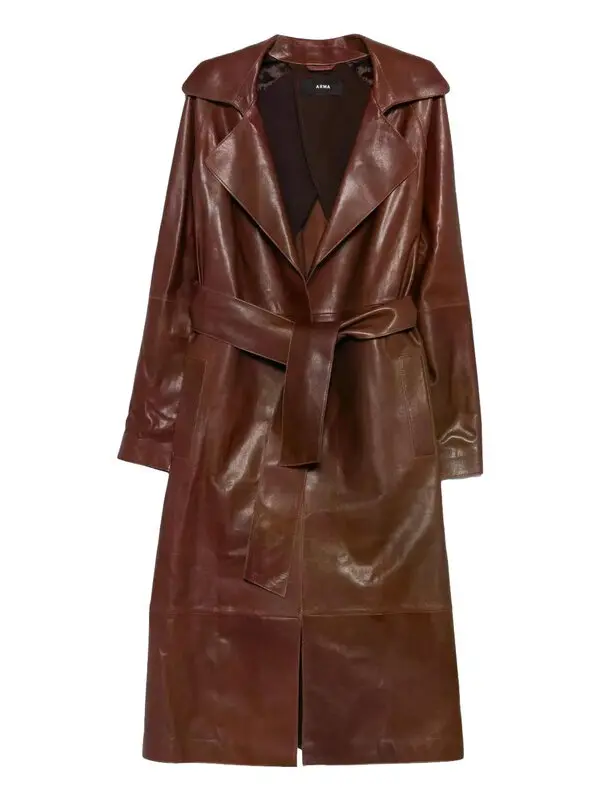 ARMA Yava Leather Trench Coat - Brown