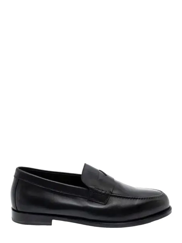 DOUCAL'S Almond Toe Slip-on Loafers - Black