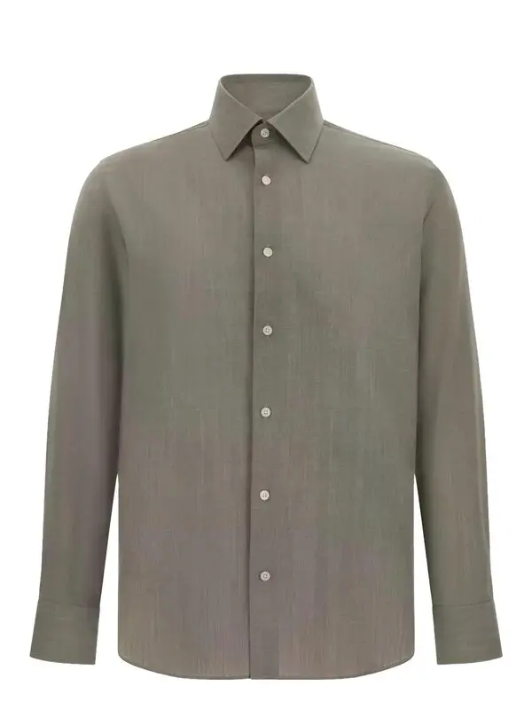 Boggi Milano Collar Wool Shirt - Grey