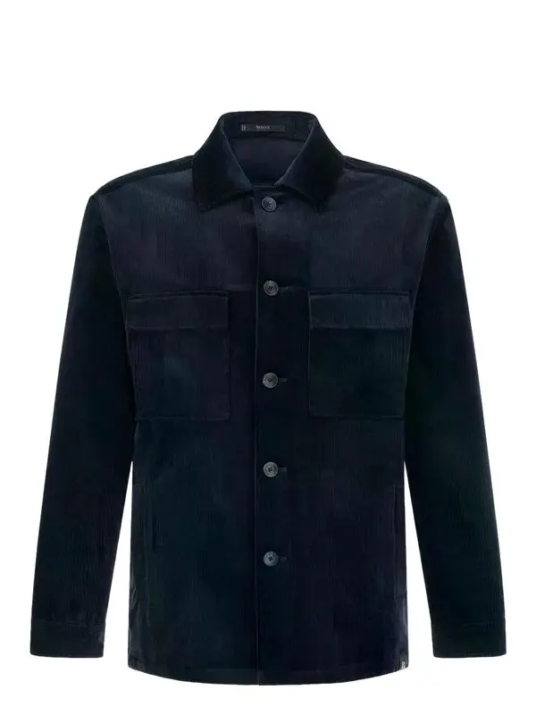 Boggi Milano Shirt Collar Corduroy Shirt Jacket - Blue