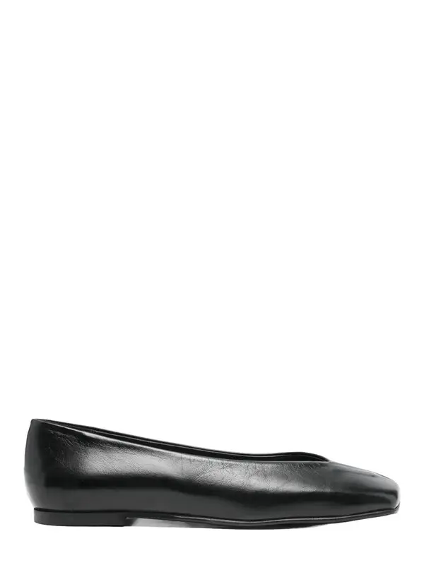 ALOHAS Leather Flat Sandals - Black