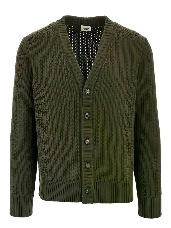 GALLIA V-neck Cardigan - Green