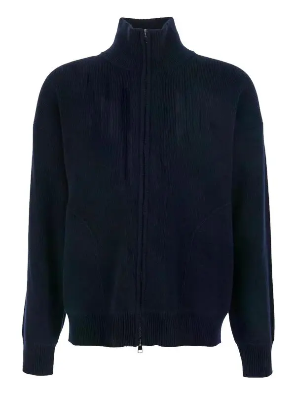 ROBERTO COLLINA High-neck Zip Cardigan - Blue