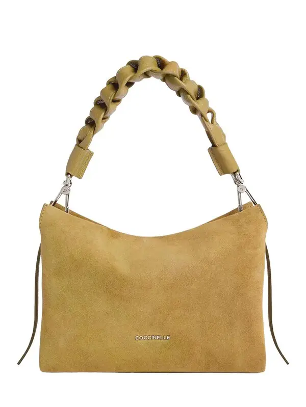 COCCINELLE Boheme Suede Shoulder Bag With Braided Detail - Neutrals