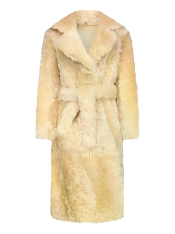 LUDOVIC DE SAINT SERNIN Shearling Belted Coat - Neutrals