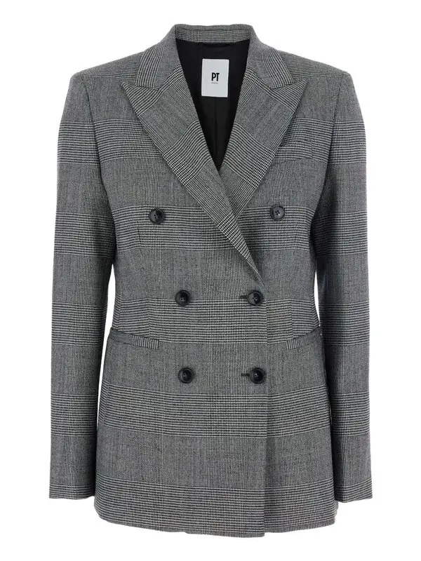 PT TORINO Double-breasted Peak Lapel Jacket - Grey