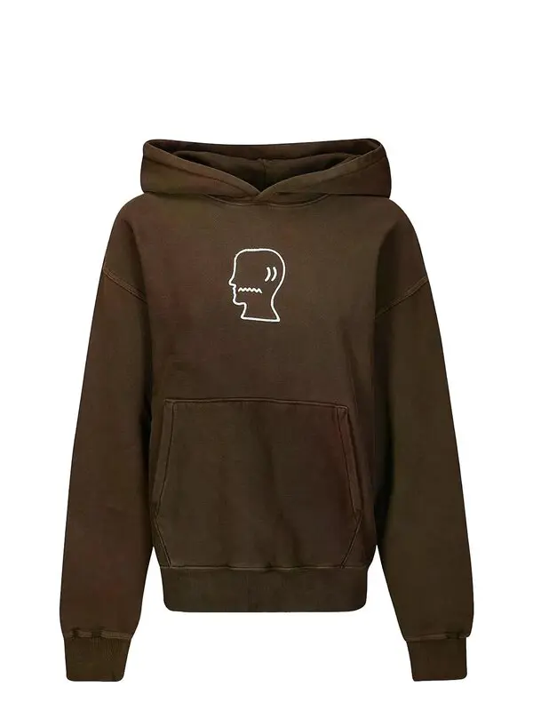 BRAIN DEAD Embroidered Logo Hoodie - Brown