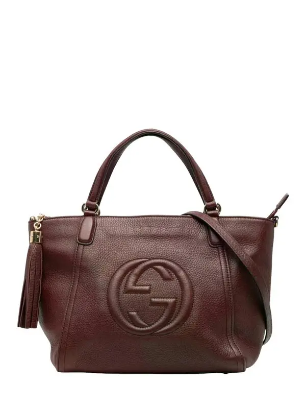 Gucci Leather Soho Cellarius Satchel - Red