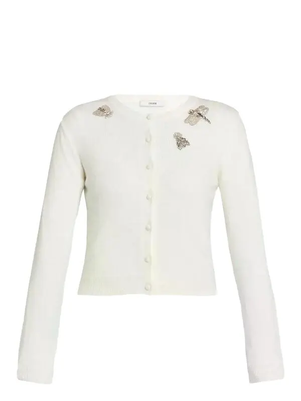 Erdem Embellished Crew-neck Cardigan - Neutrals