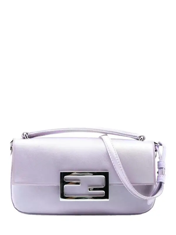 Fendi Satin Baguette Phone Pouch Satchel - Purple
