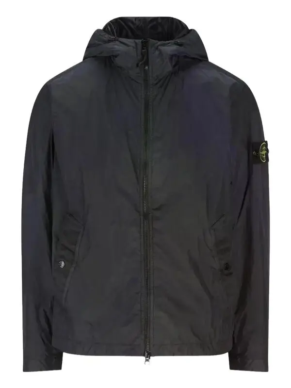 Stone Island Hooded Zip-up Jacket - Black