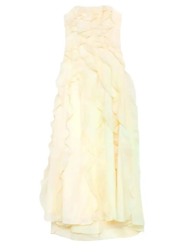 Aje Allairie Strapless Ruffled Gown - Yellow